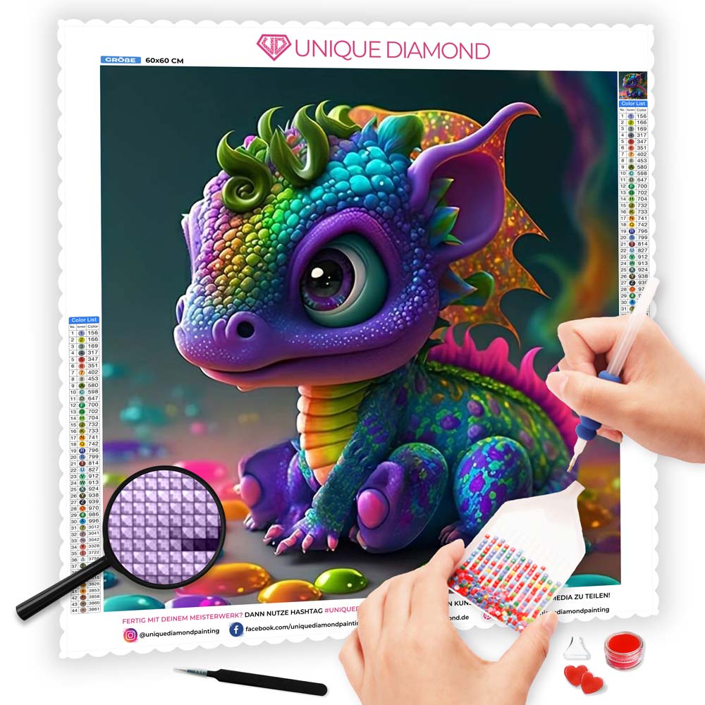 5D Diamond Painting AB Steine Colourful Dragon | Unique-Diamond