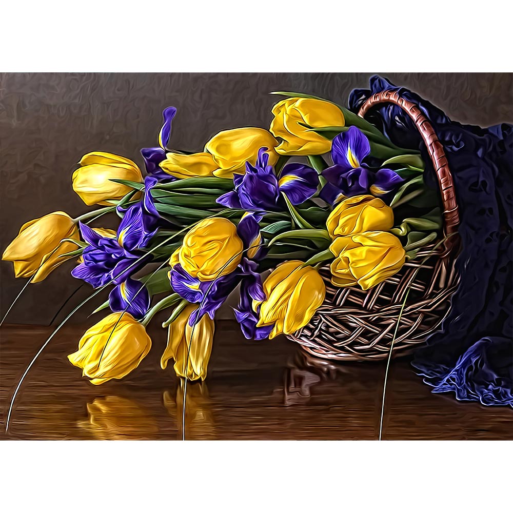 5D Diamond Painting Tulpen im Korb | Unique-Diamond